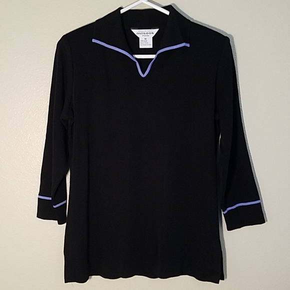 Misook | Tops | Misook Black Top Purple Trim | Poshmark